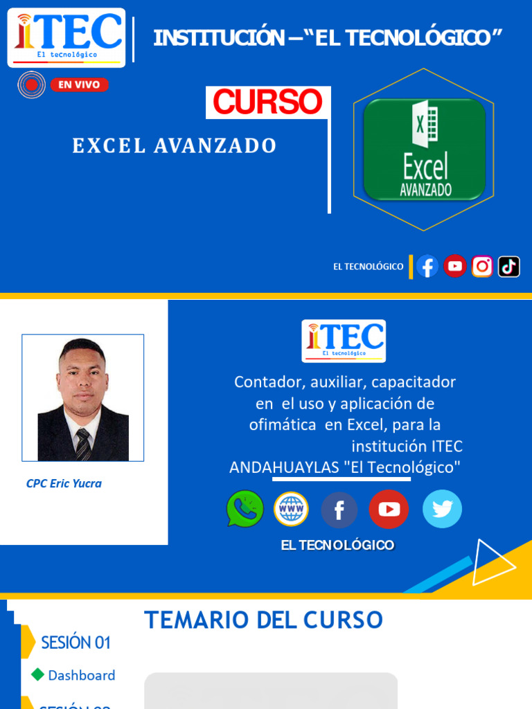 Curso de Excel Avanzado en El Tecnológico | PDF | Macro (informática ...