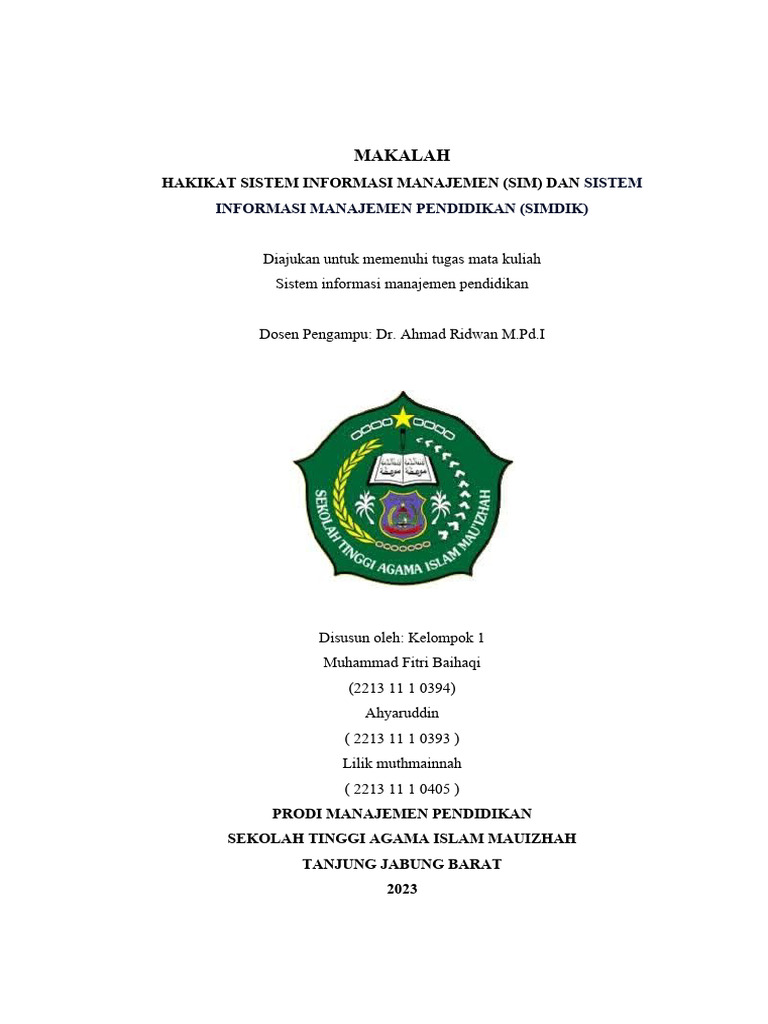 Hakikat SIM dan SIMDIK dalam Pendidikan | PDF