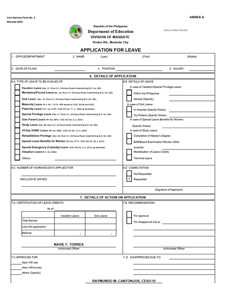 Blank Application For Leave | PDF | Parental Leave | Sick Leave