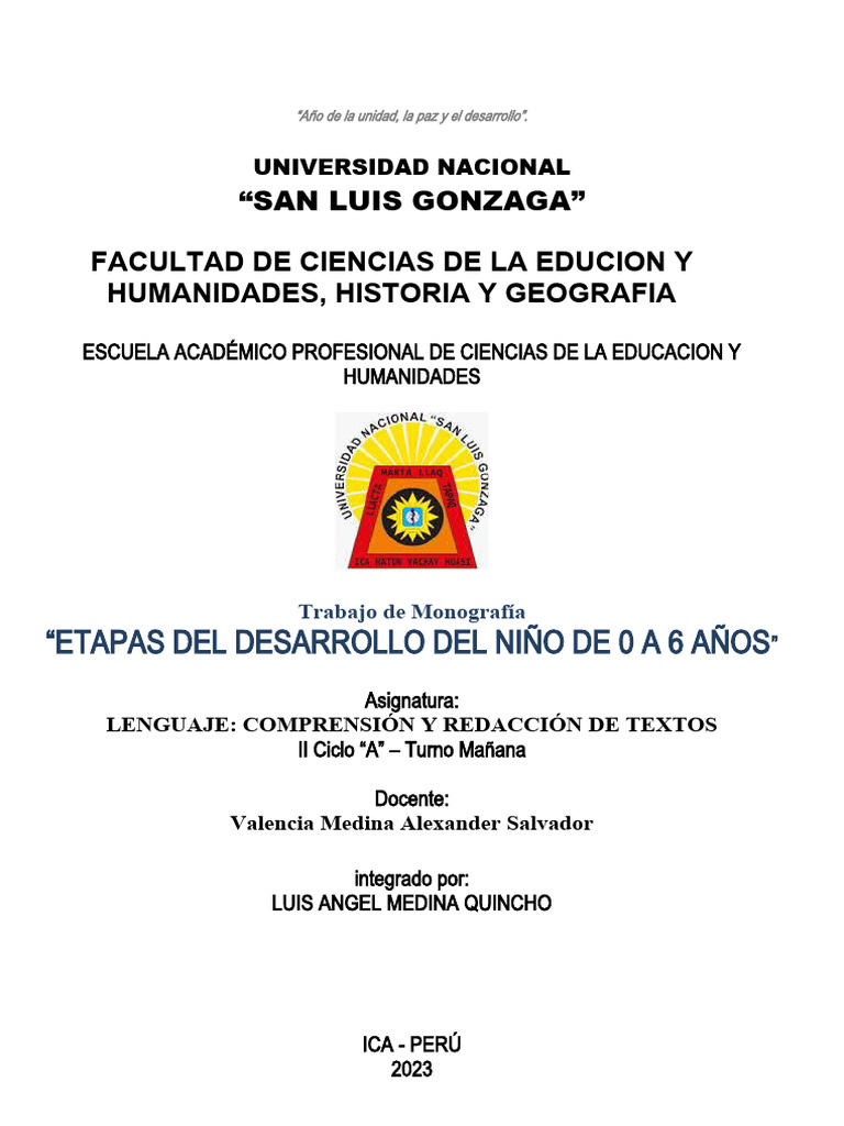 Etapas Del Desarrollo Del Nino De 0 A 6 Anos Pdf Educación De La