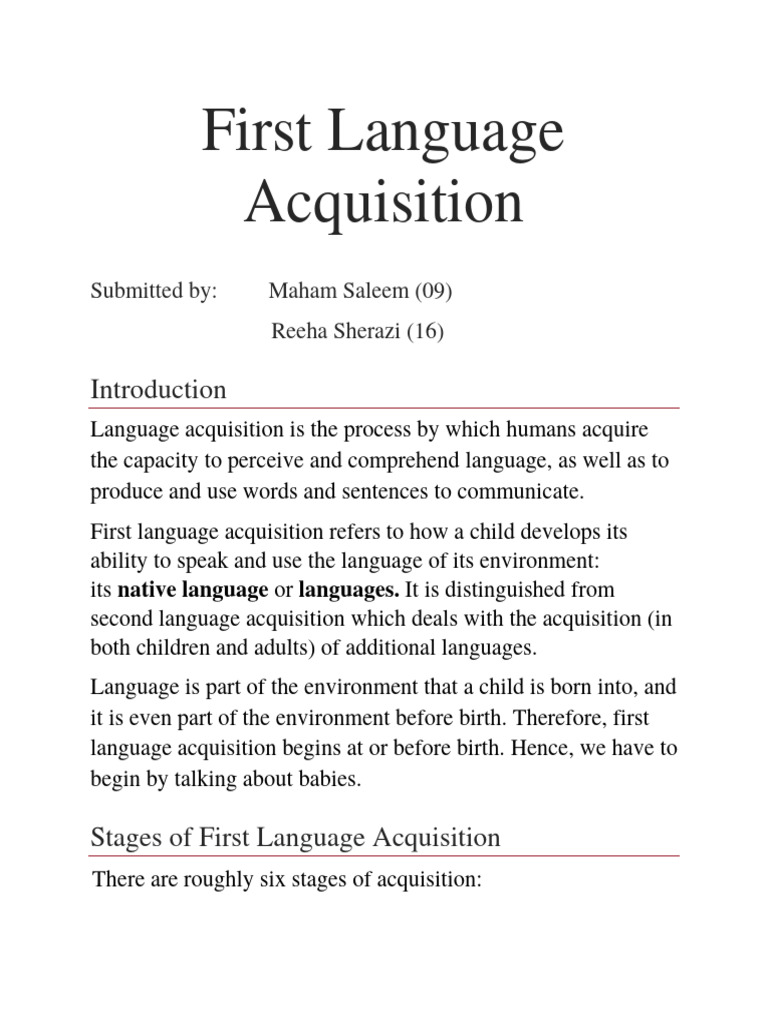Stages of First Language Acquisition | PDF | Language Acquisition ...