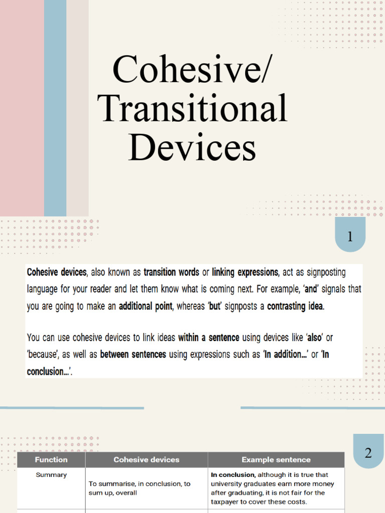 Cohesive, Transitional Devices | PDF