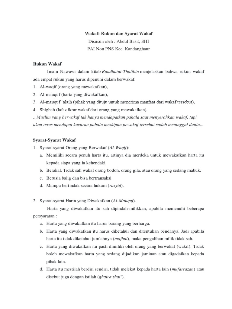 2 Rukun Dan Syarat Wakaf Pdf