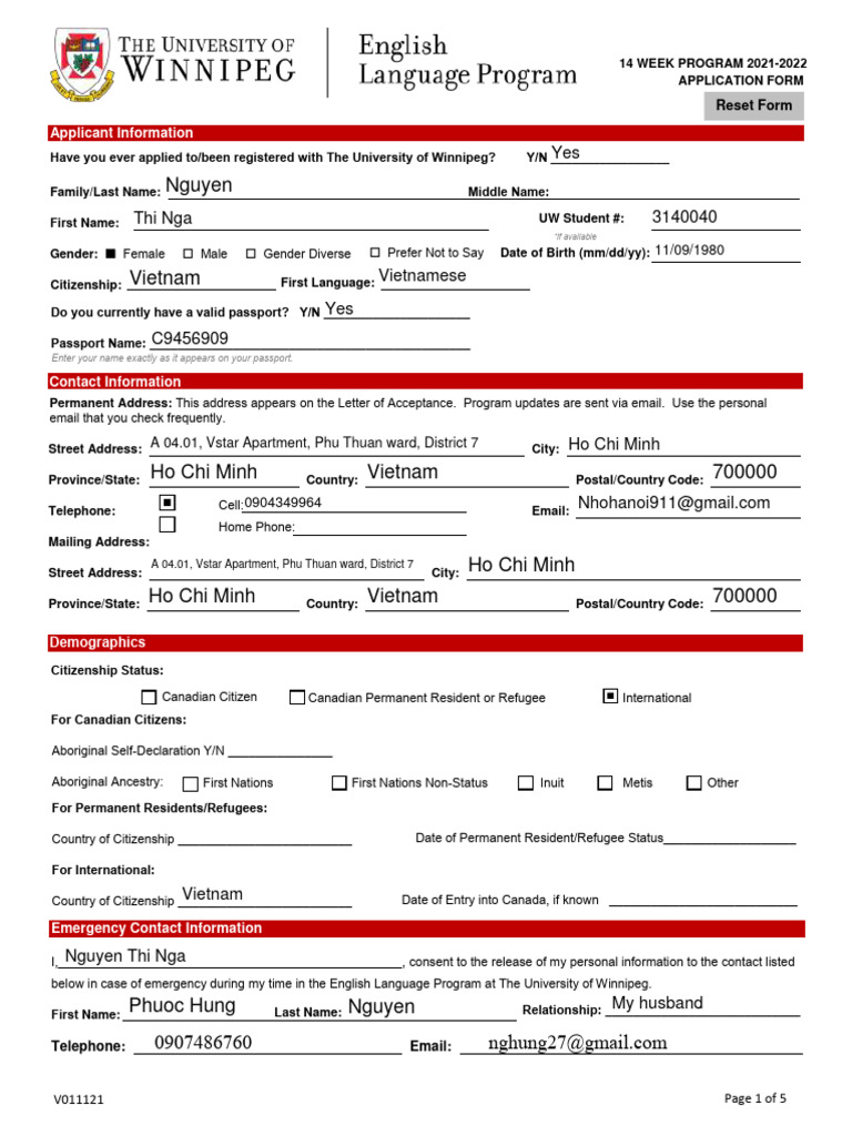 University of Winnipeg ELP Application | PDF | Payments | International ...