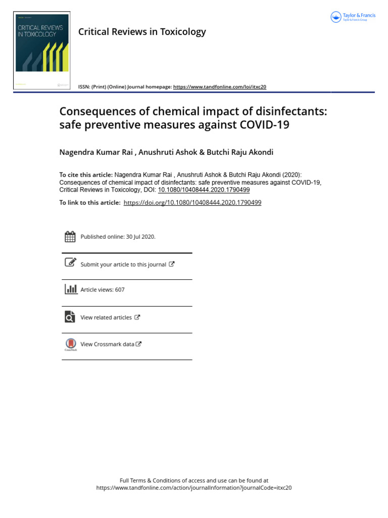 Consequences of Chemical Impact of Disinfectants Safe Preventive ...