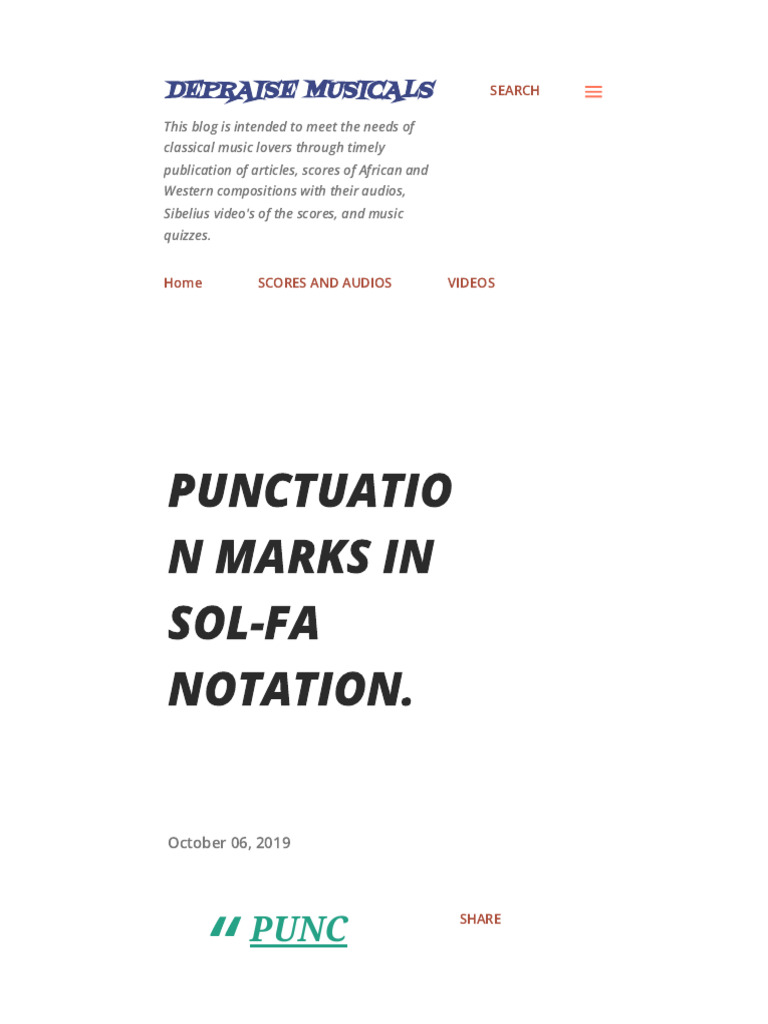 Punctuation Marks in Sol-Fa Notation. | PDF