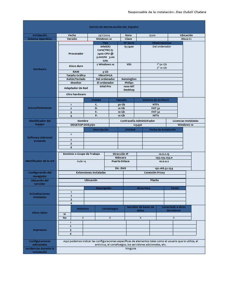 UT03 PlantillaInstalación | PDF | Windows 10 | Servidor (Computación)