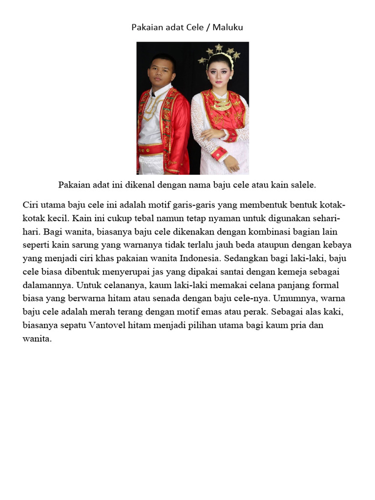 Pakaian Adat Baju Cele Maluku | PDF