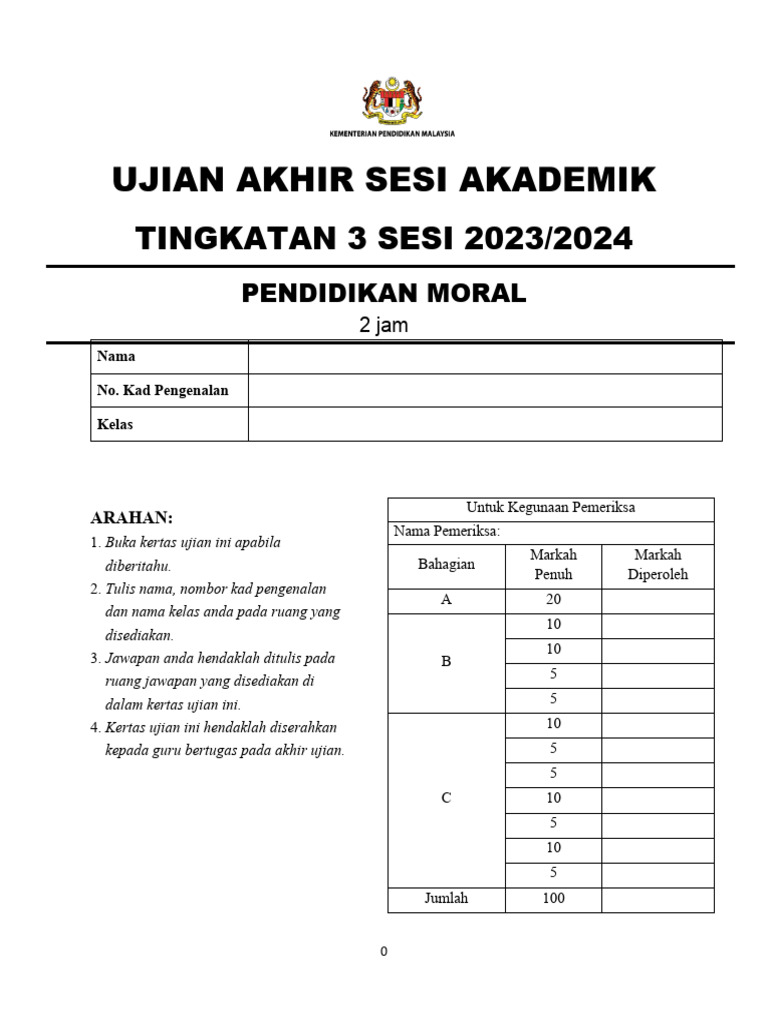 Ujian Akhir Sesi Akademik PM | PDF