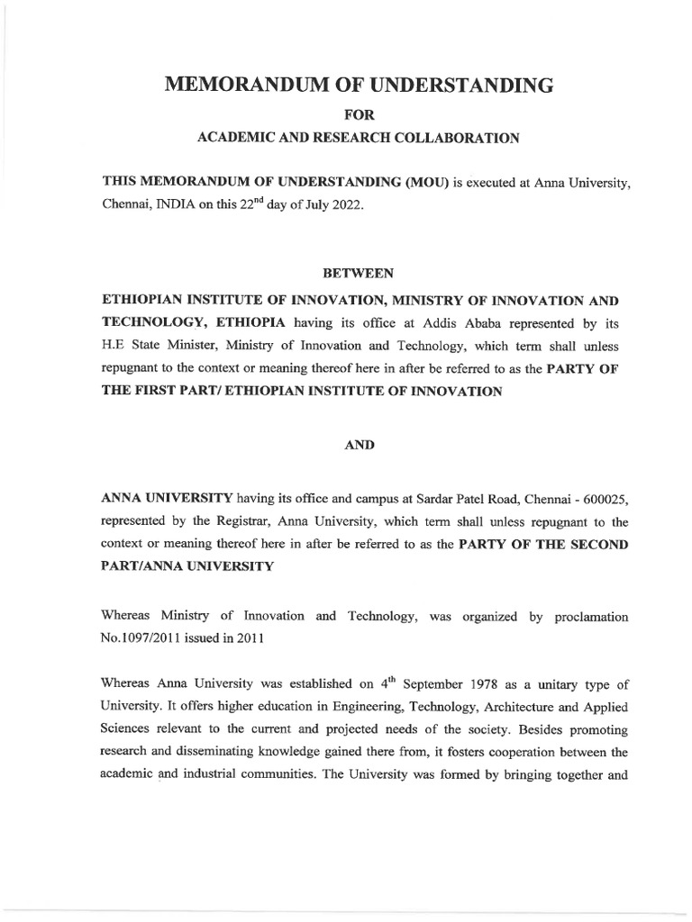MOU Between Universities | PDF