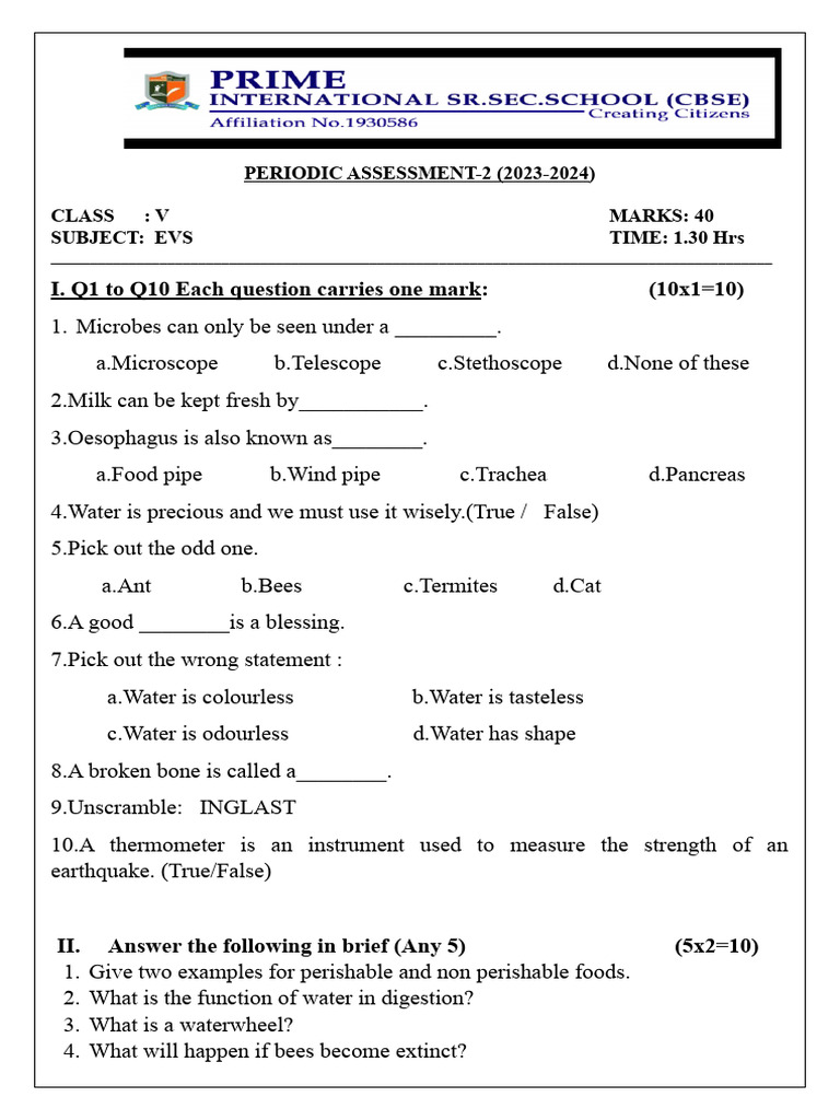 5th EVS Question (Set1) | PDF