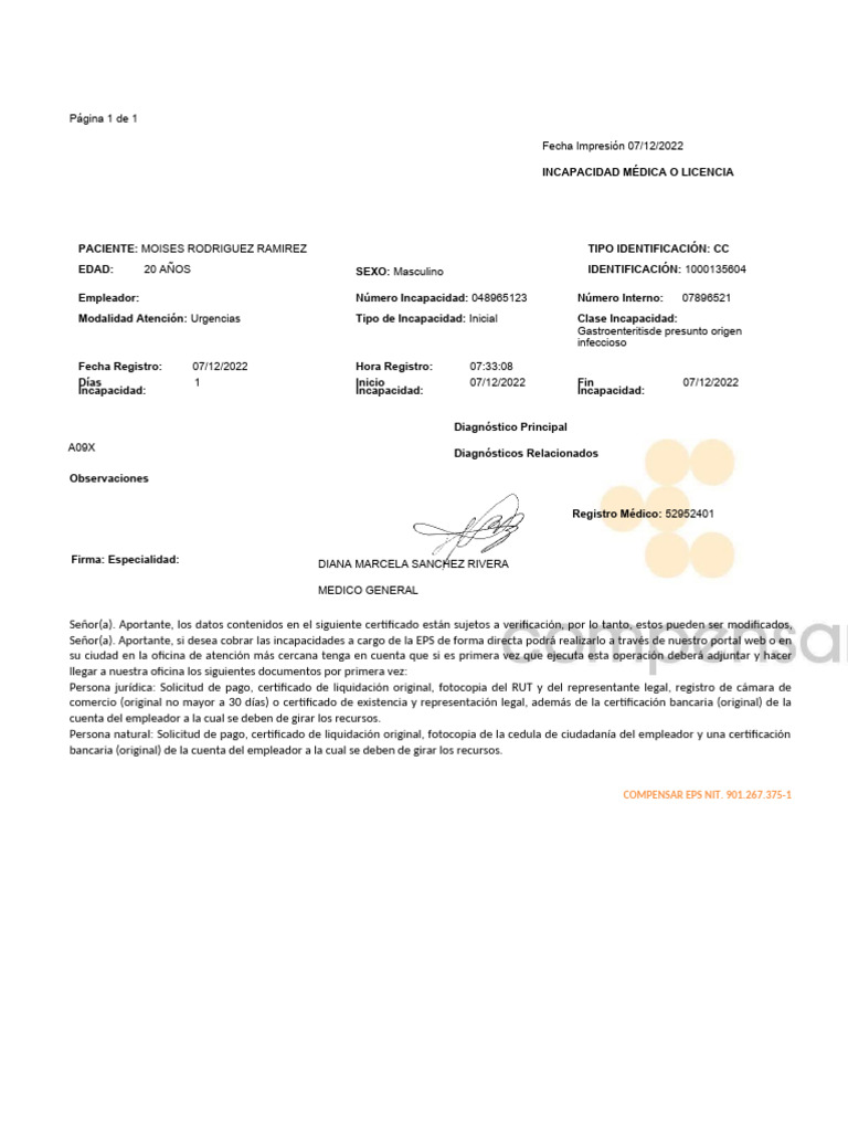 Formato Compensar | PDF