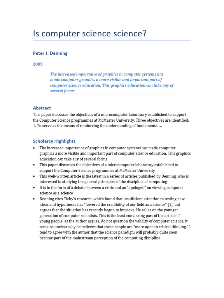 Is Computer Science Science | PDF | Science | Computer Science