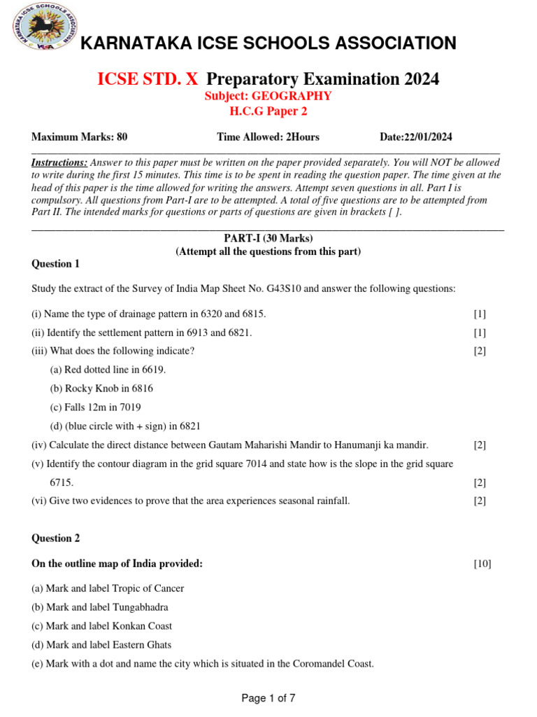 KISA 2023-24 HCG Paper - 2 Geography | PDF | Soil | Rain