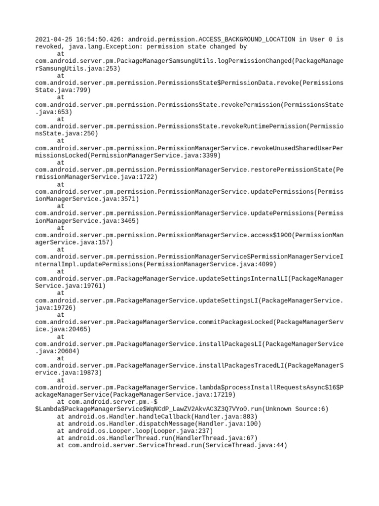 Perm Log | PDF | Java (Programming Language) | Android (Operating System)