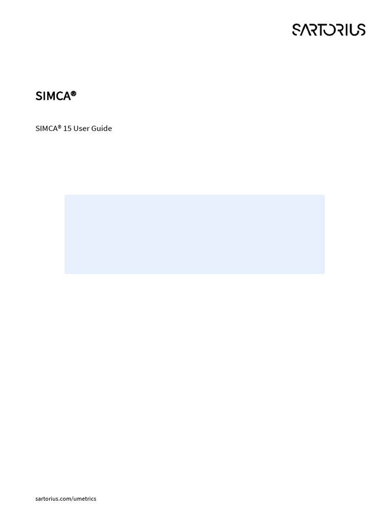 Simca 15 User Guide en B 00076 Sartorius Data | PDF | Principal Component Analysis | Computing