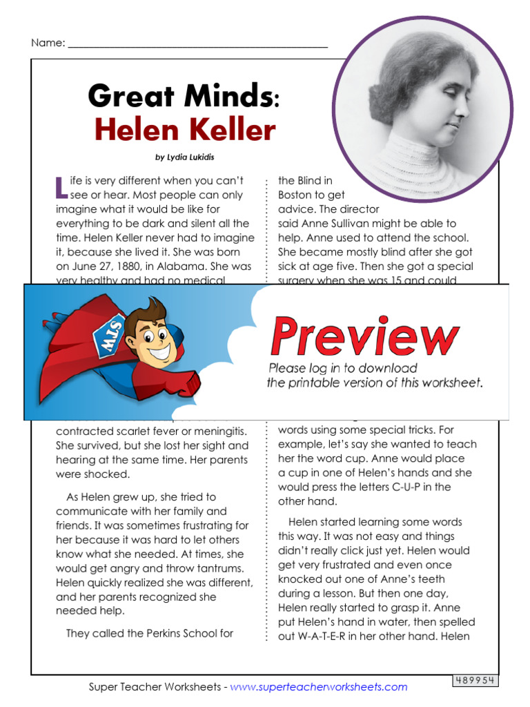 6th Great Minds Helen Keller | PDF | Helen Keller