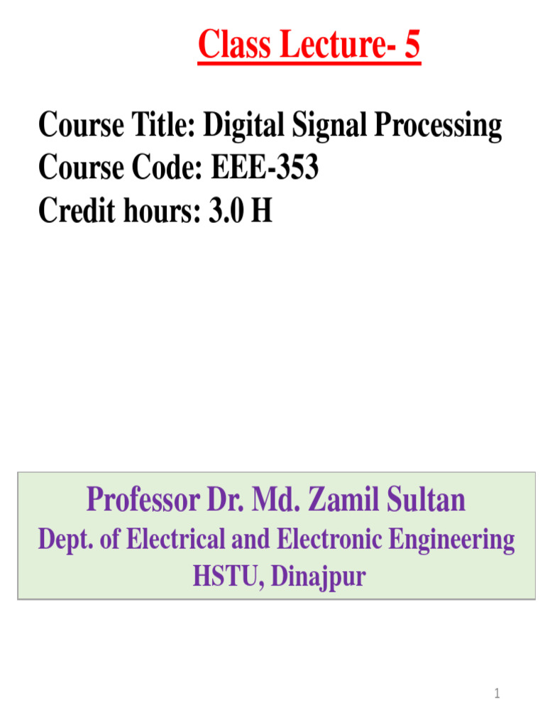 2024 01 29 DSP Lec 5 v1 | PDF