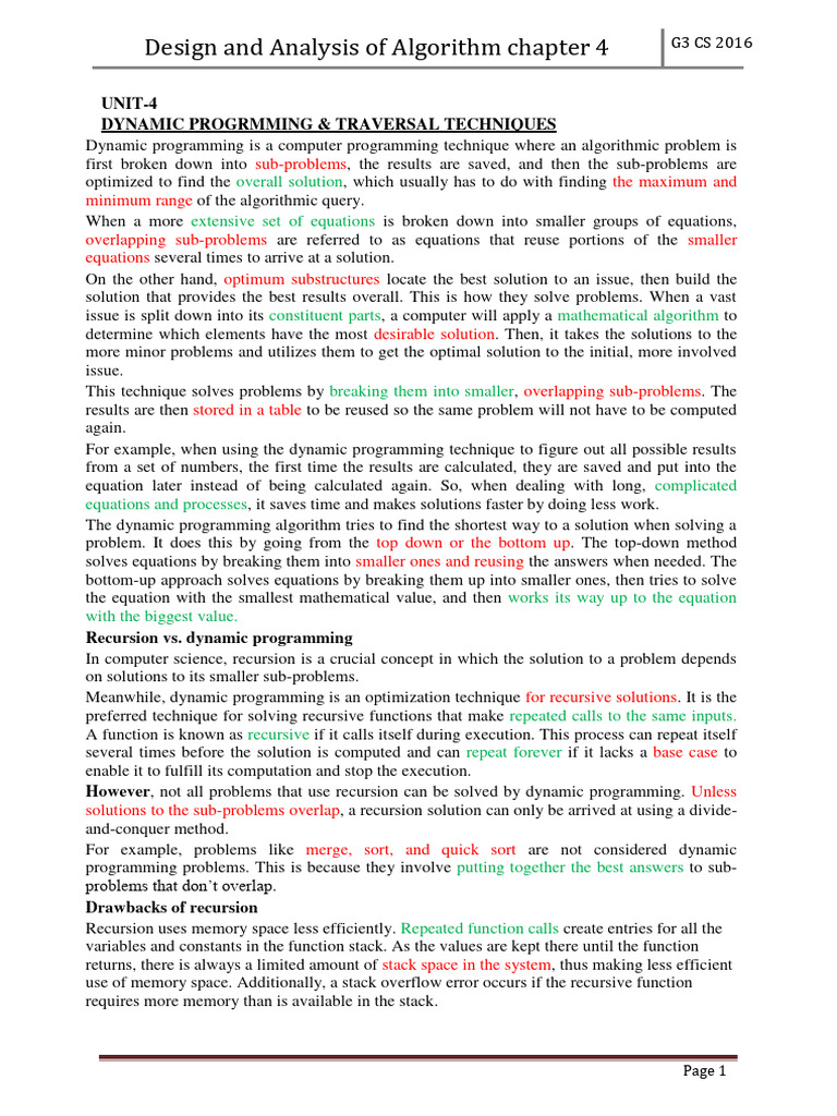 DAA ch4 Updated 2016 | PDF | Dynamic Programming | Mathematical Optimization