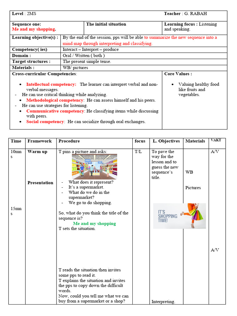 2MS Sequence 2 Lesson Plans | PDF | Plural | Learning