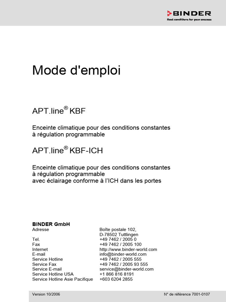 Binder KBF + KBF-ICH (E3) 10-06 - FR | PDF | Sécurité | Transport