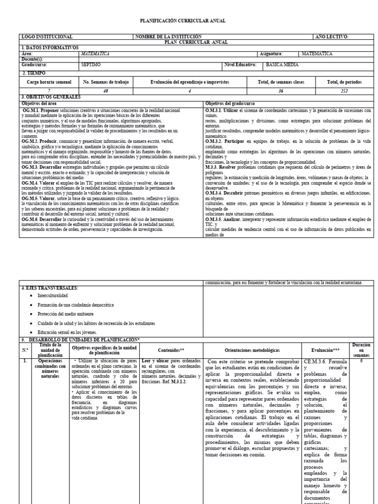 PCA 7mo MATEMATICA | PDF | Estadísticas | Matemáticas