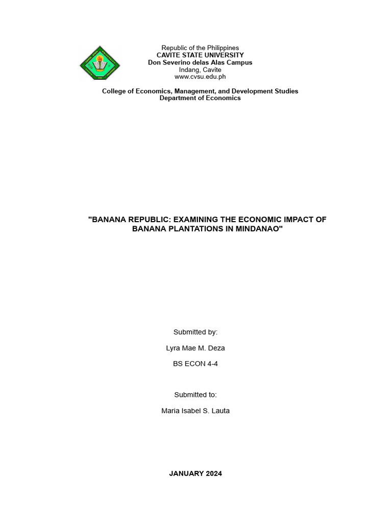 Case Study: Banana Plantation Impact On Economy of Mindanao | PDF | Banana | Agriculture