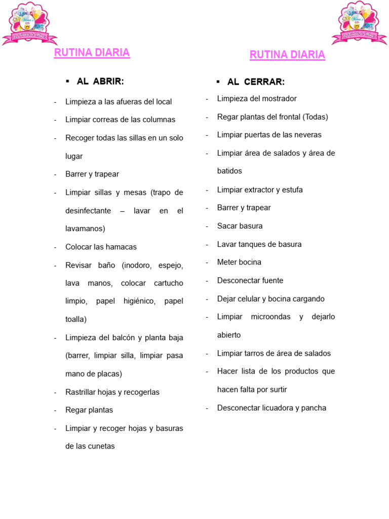 Rutinas Mimas | PDF | Saneamiento | Materiales de construcción
