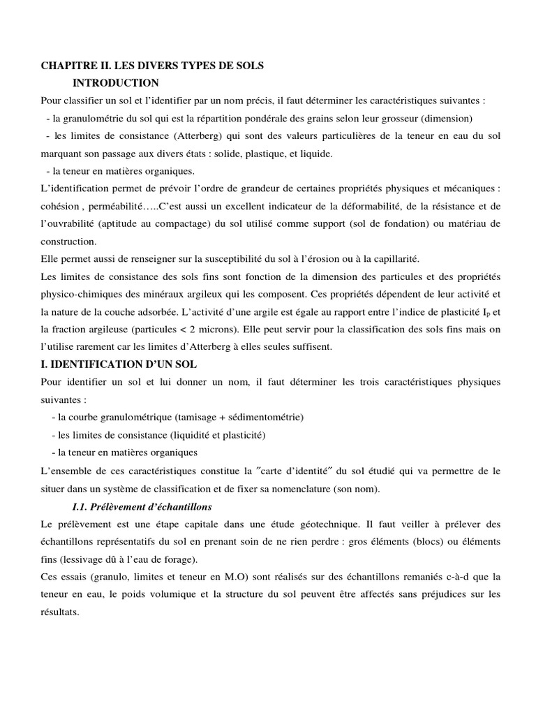Microsoft Word - Chapitre2 Les Différents Types de Sols | PDF