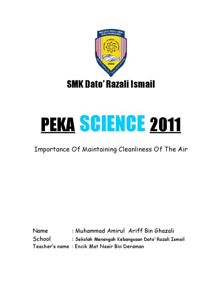 Science Folio: Importance of Maintaining Cleanliness of The Air - Form ...