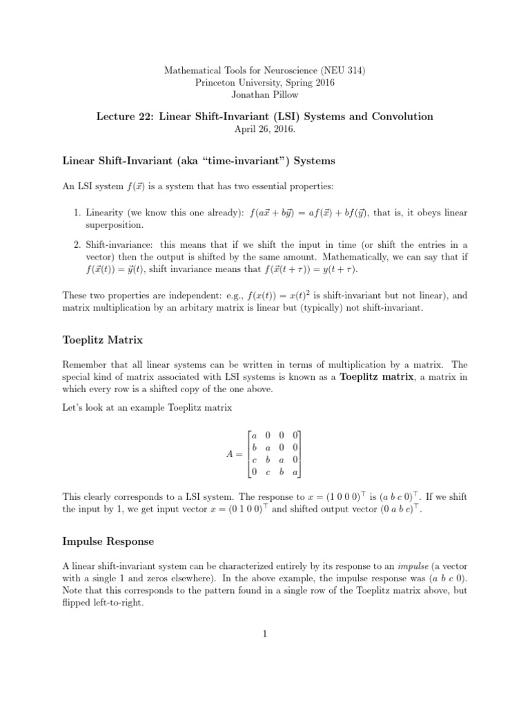Lec22 LSIsystems | PDF | Matrix (Mathematics) | Computer Science