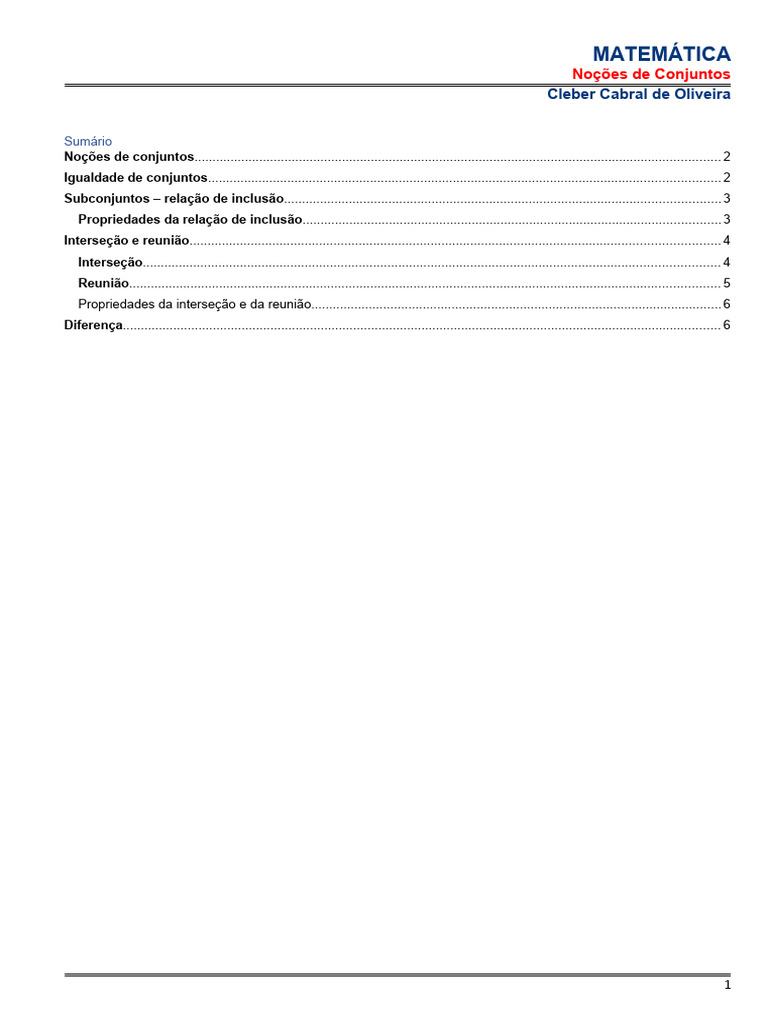 Noções de Conjuntos | PDF | Conjunto (Matemática) | Conjunto vazio ...