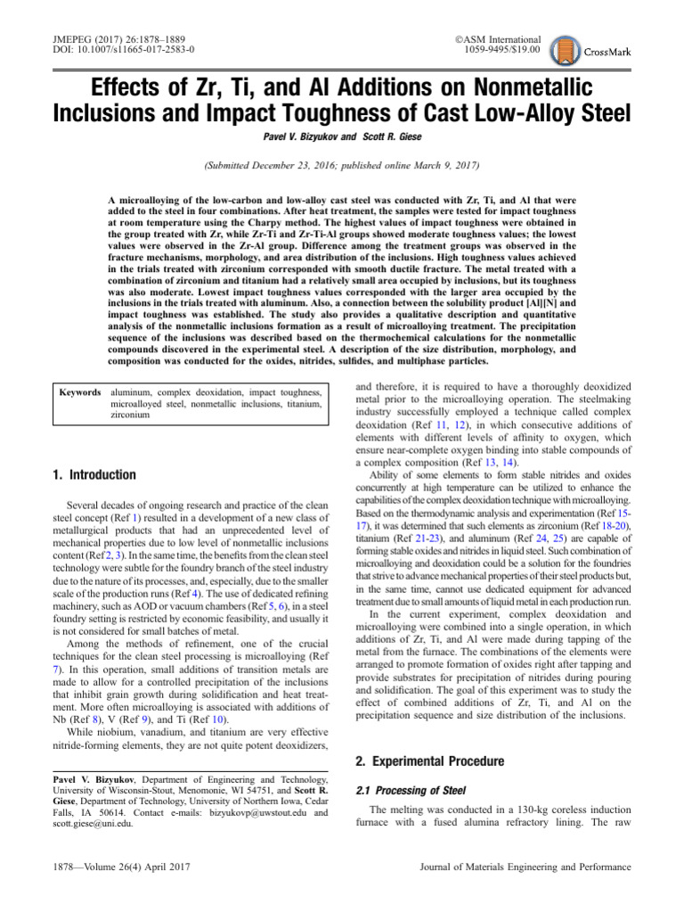 Effects of ZR, Ti, and Al Additions On Impact Toughness | PDF | Fracture | Titanium