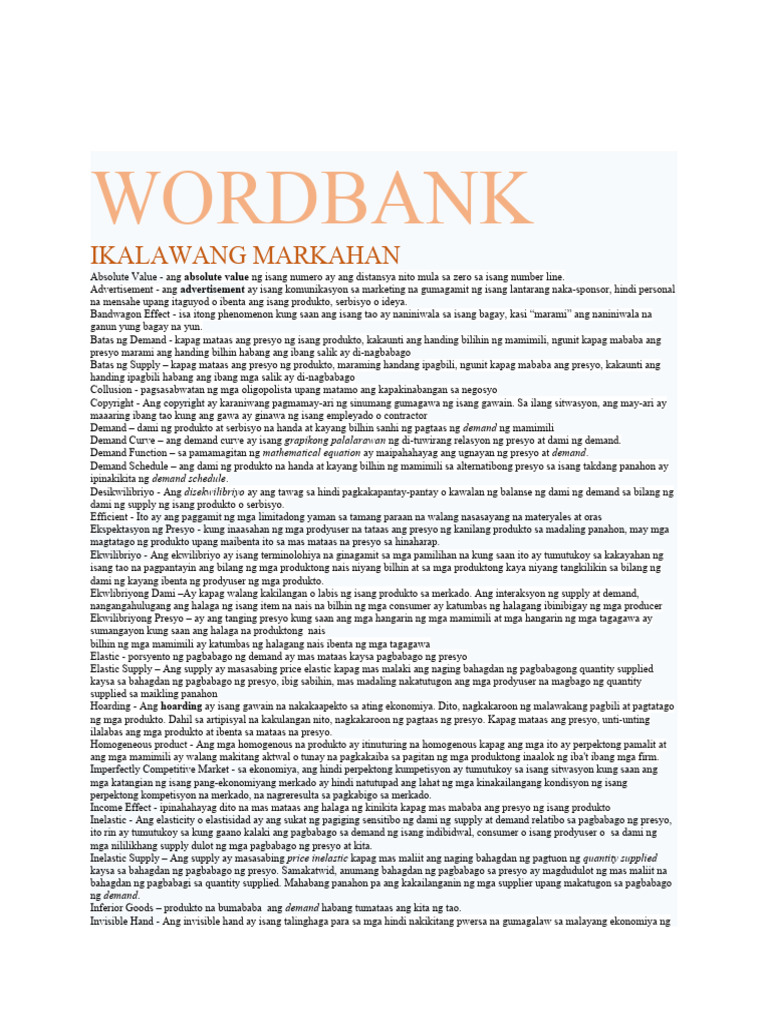 Word Bank | PDF