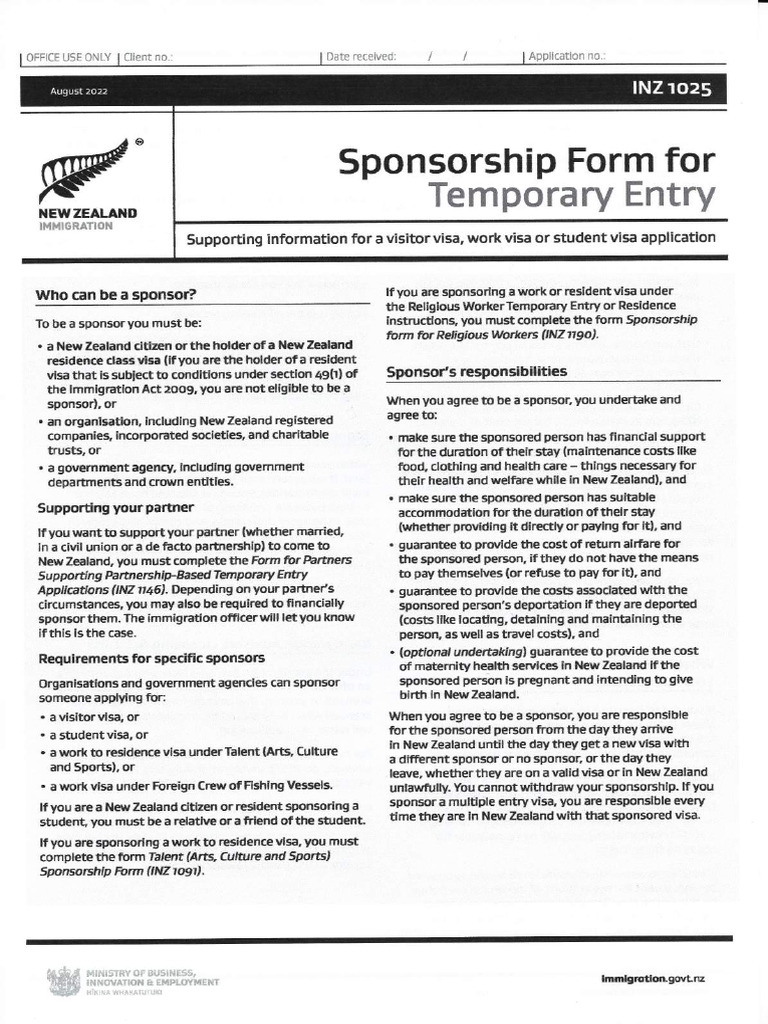 INZ1025 Form Compressed | PDF