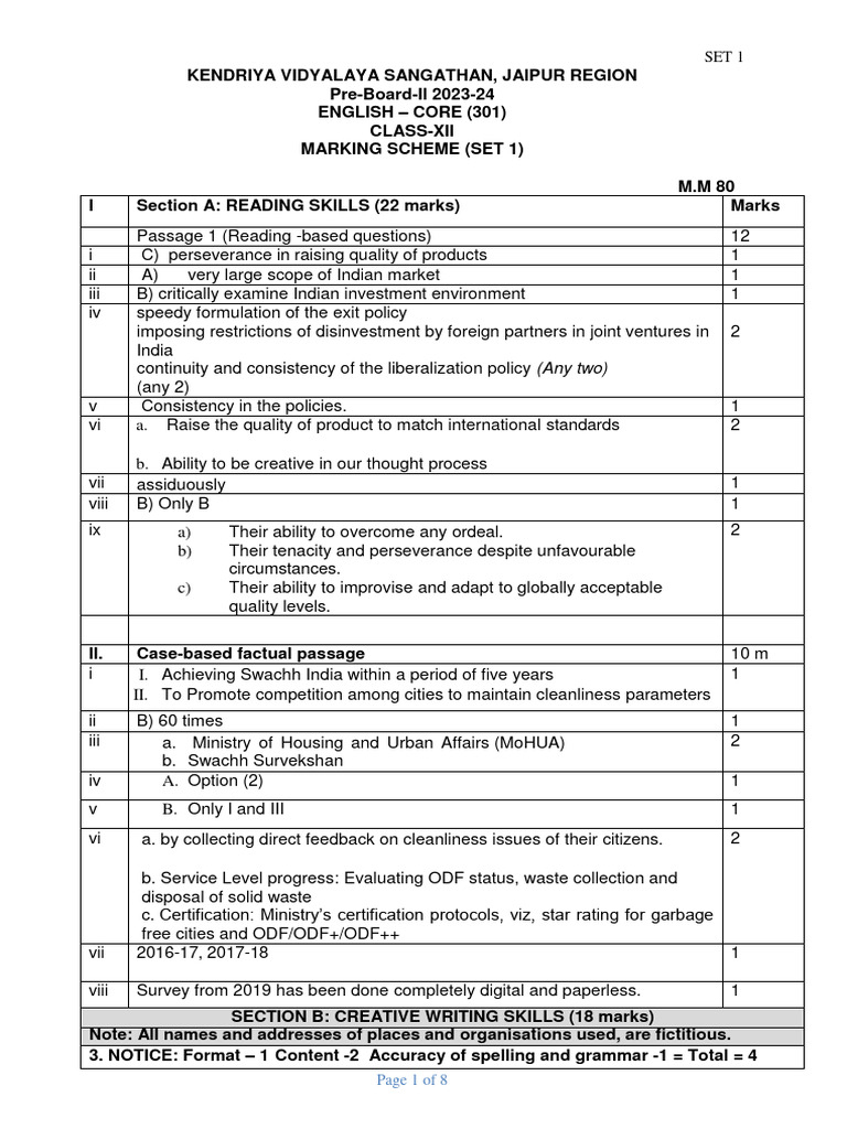 Set 1 MS PB-2 Xii English | PDF