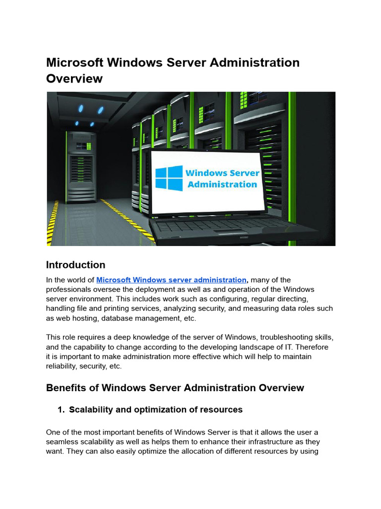 Microsoft Windows Server Administration Overview | PDF | Microsoft Windows | Security