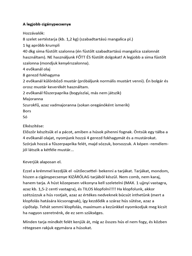 A Legjobb Cigánypecsenye | PDF