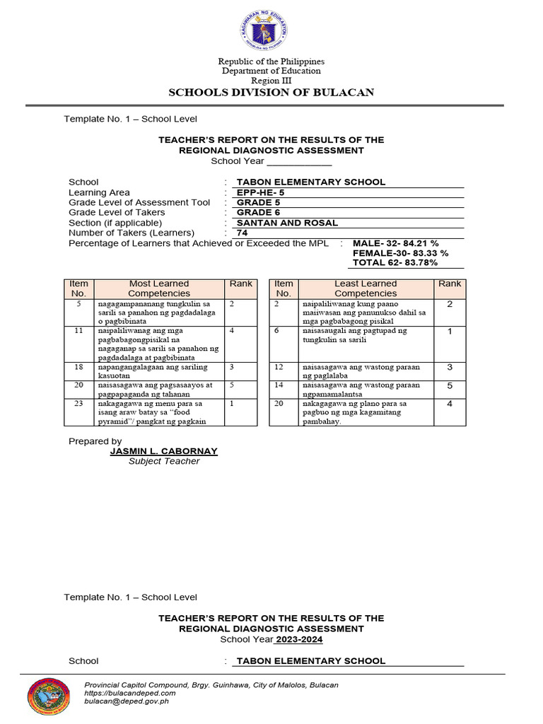 Epp He Templates For Simultaneous Regional Diagnostic Assessment | PDF
