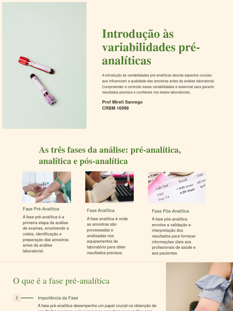 Introducao As Variabilidades Pre Analiticas PDF | PDF | Metabolismo ...