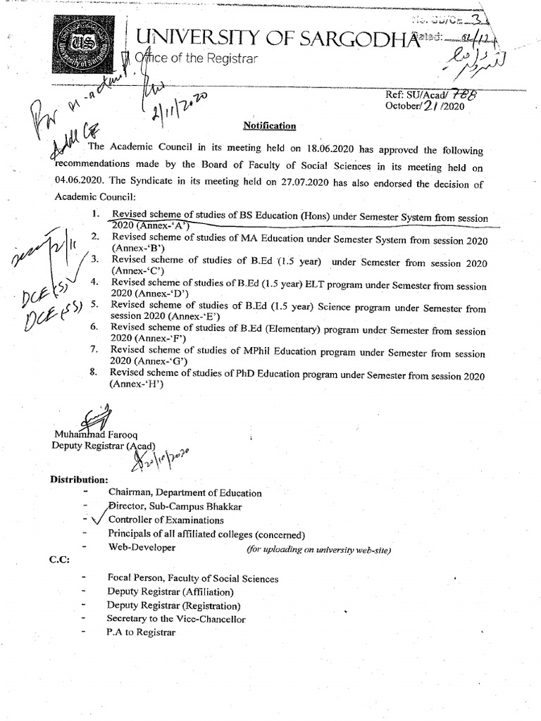 Bs Education Semester Outline 2020 - 2024 | PDF