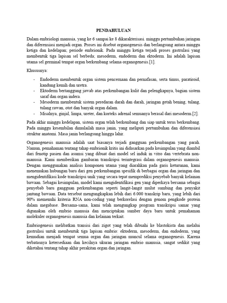 Proses Organogenesis dalam Embriologi Manusia | PDF