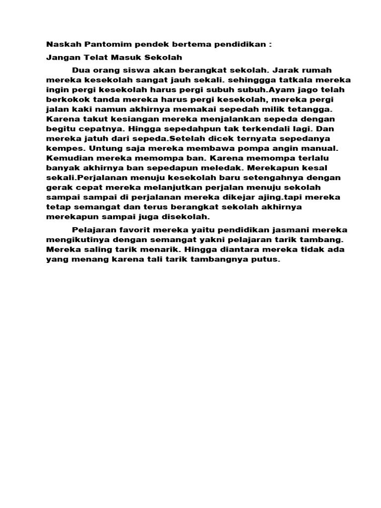 Naskah Pantomim Pendek Bertema Pendidikan | PDF