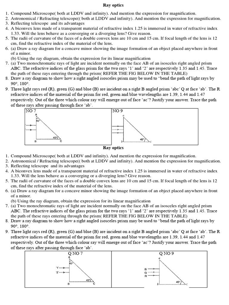 Revision Worksheet | PDF | Refractive Index | Atoms