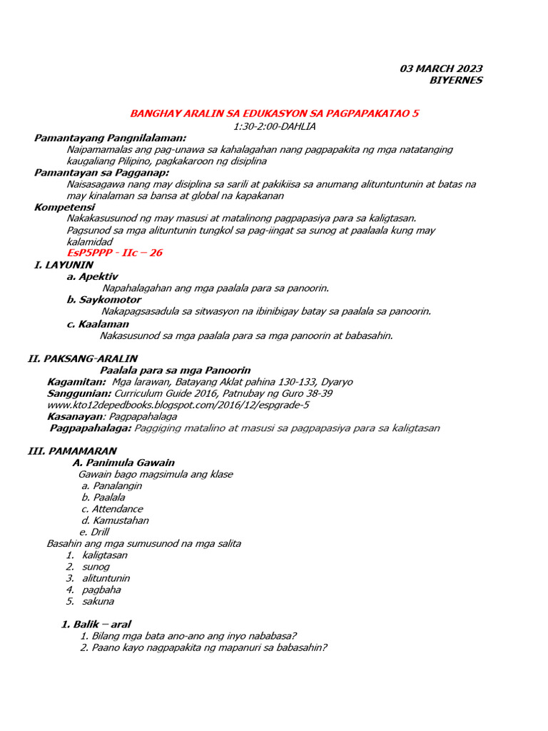 ESP 5-DLP-March 3, 2023 | PDF