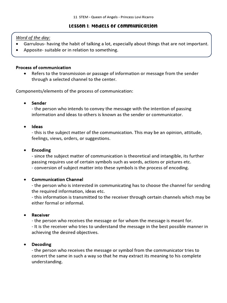 Angels-Ricarro-Oral Communication | PDF | Communication | Psychological Concepts