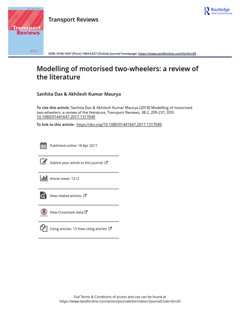 Review of Motorised Two-Wheeler Modelling | PDF | Simulation | Agent ...