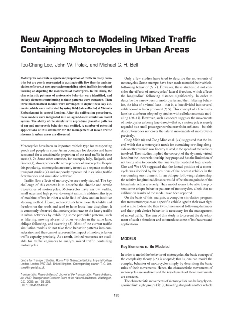 Lee, T. C., Polak, J. W., & Bell, M. G. H. (2009) | PDF