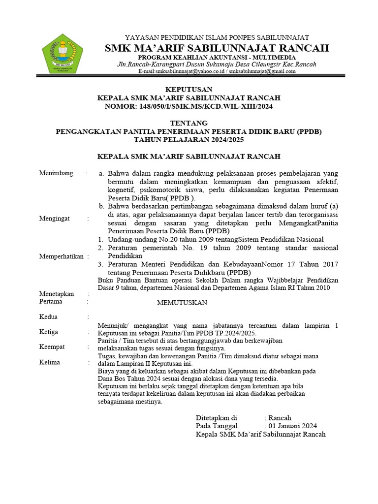 SK PPDB 2024-2025 | PDF