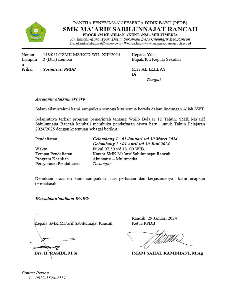 Surat PPDB 2024 | PDF